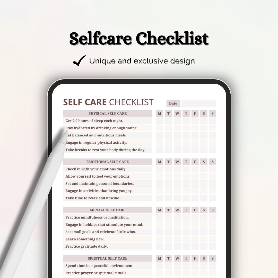 Self Care Checklist Journal, Wellness Planner, Daily Routine Tracker ...