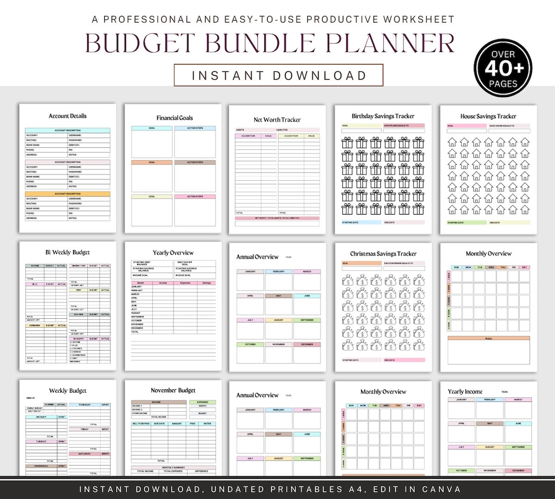 Budget Bundle Planner With Expense Tracker, Financial Organizer, Money ...
