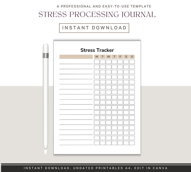 Stress Processing Journal, Mental Health Workbook, Anxiety Relief ...