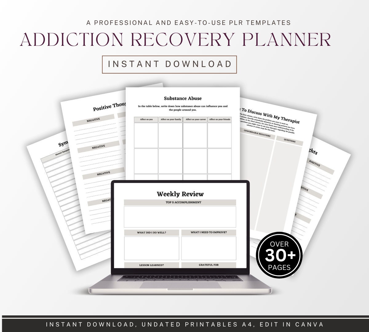 Addiction Recovery Planner: Sobriety Journal & Tracker (digital ...
