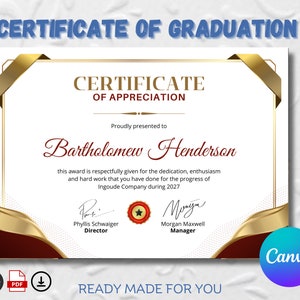 Personalized Certificate of Appreciation, Custom Recognition for ...