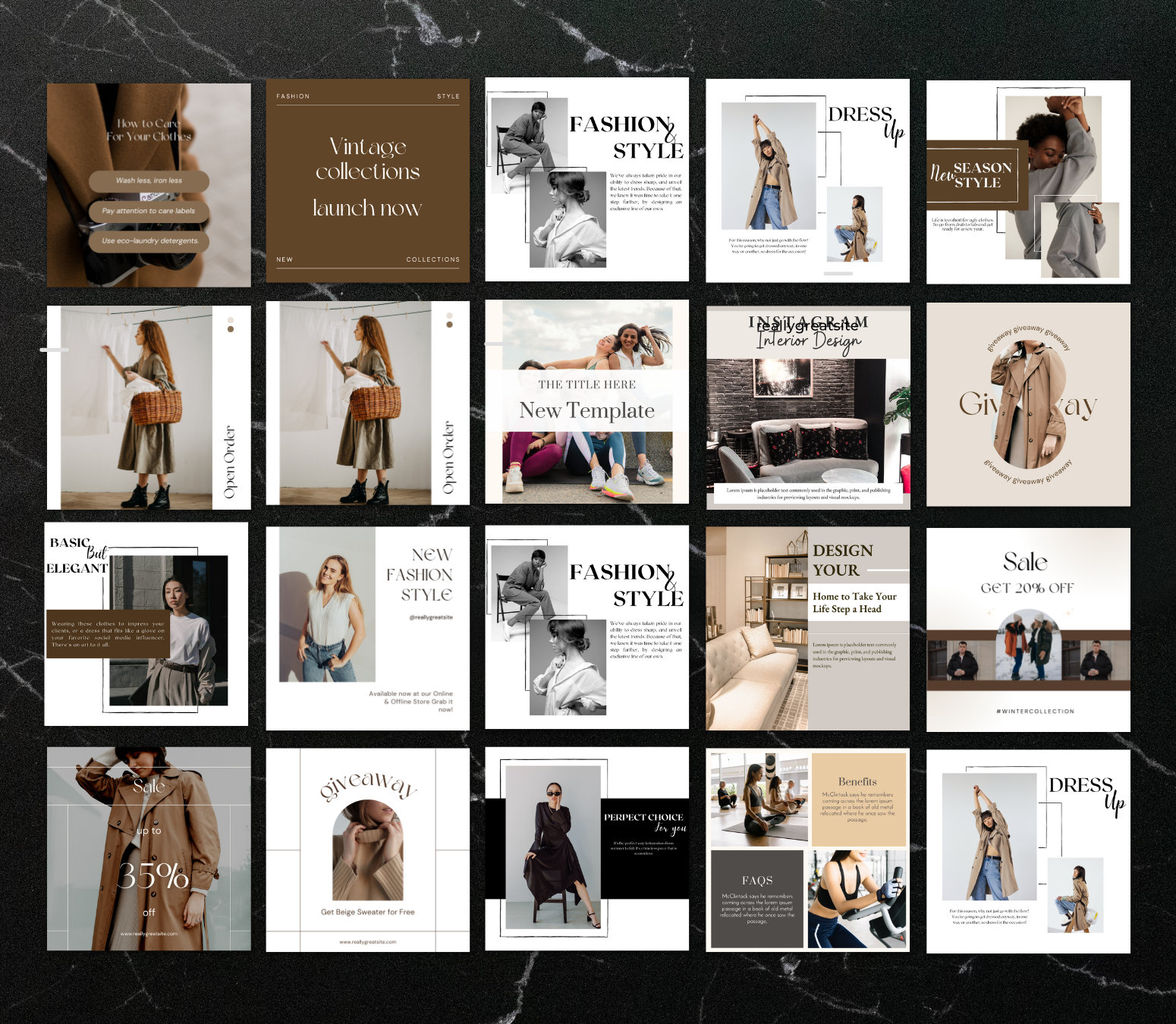 Stylish Fashion Template Bundle, Social Media Branding Templates ...