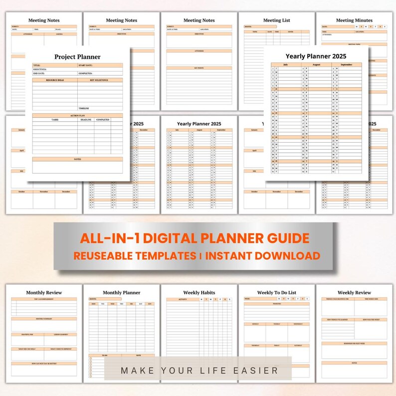 2025 Productivity Planner, Undated Daily Organizer, Weekly Goal Setting ...
