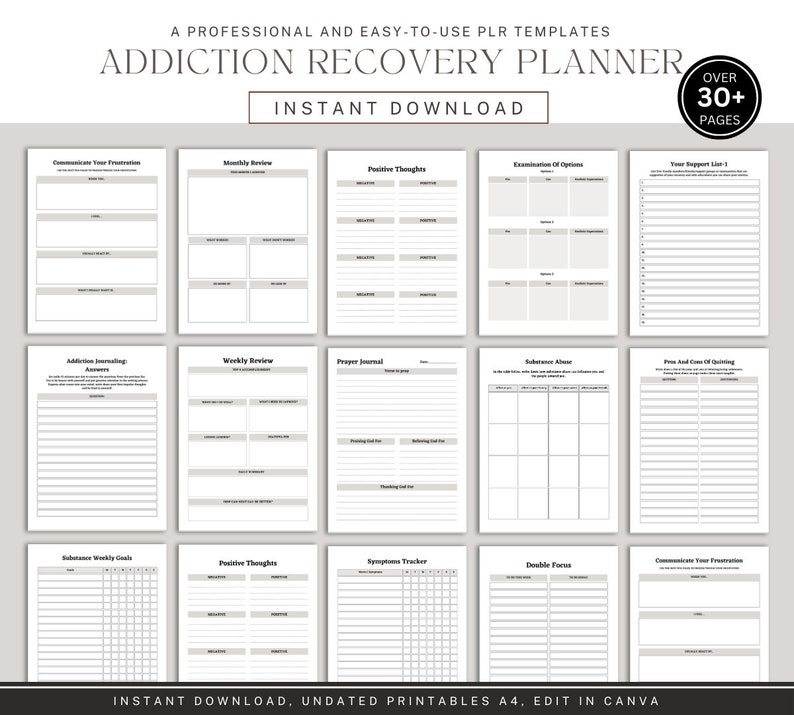 Addiction Recovery Planner: Sobriety Journal & Tracker (digital ...