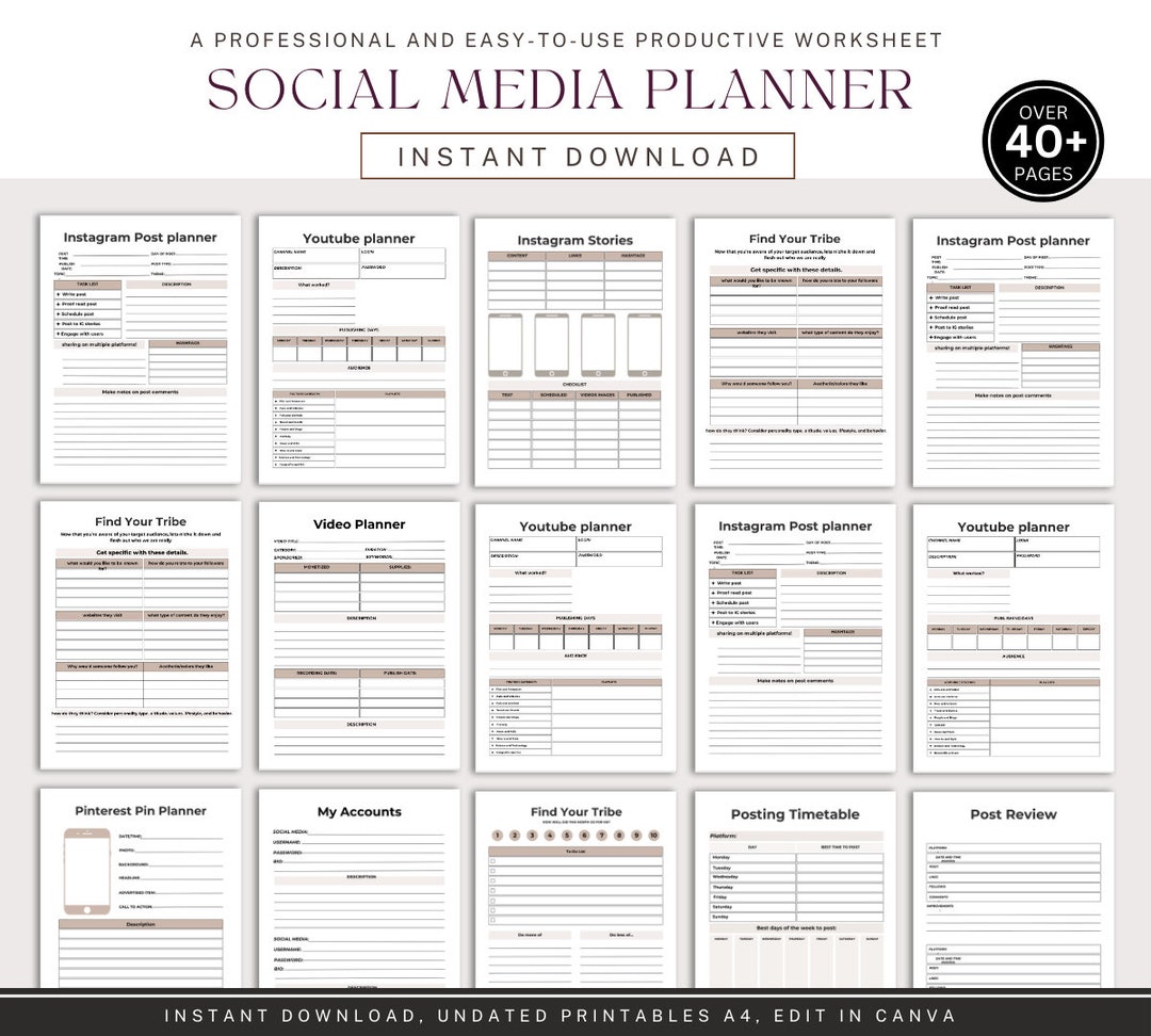 Social Media Journal, Bullet Journal, Planner Notebook, Creative ...