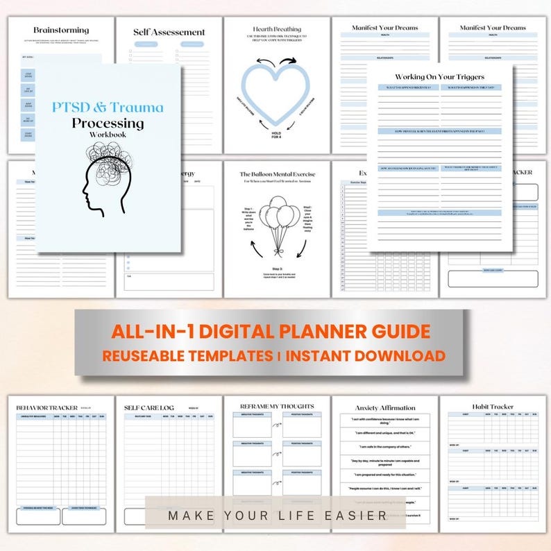 PTSD & Trauma Processing Workbook, Mental Health Journal, Workbook for ...