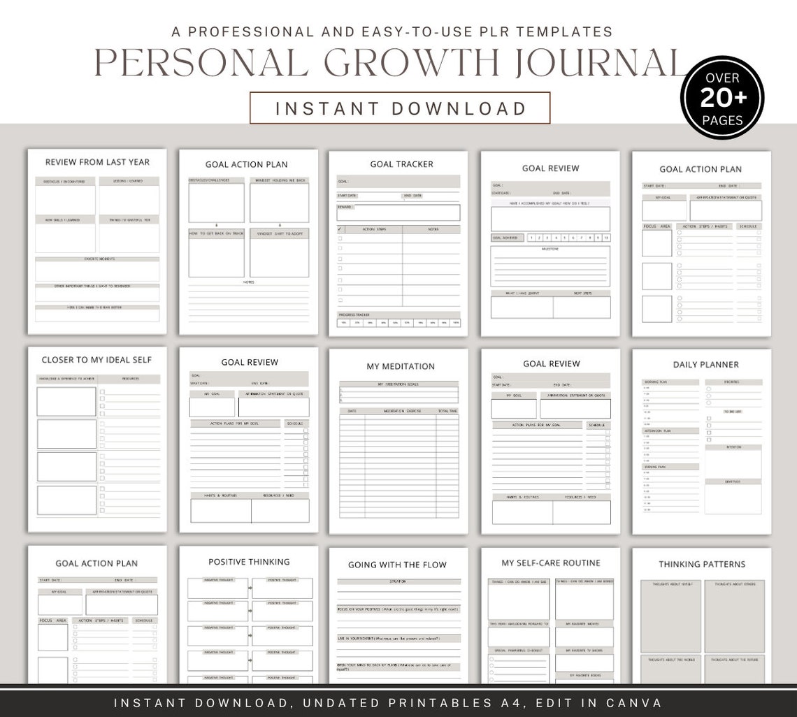 Personal Growth Journal, Guided Self-reflection Notebook, Mindfulness ...