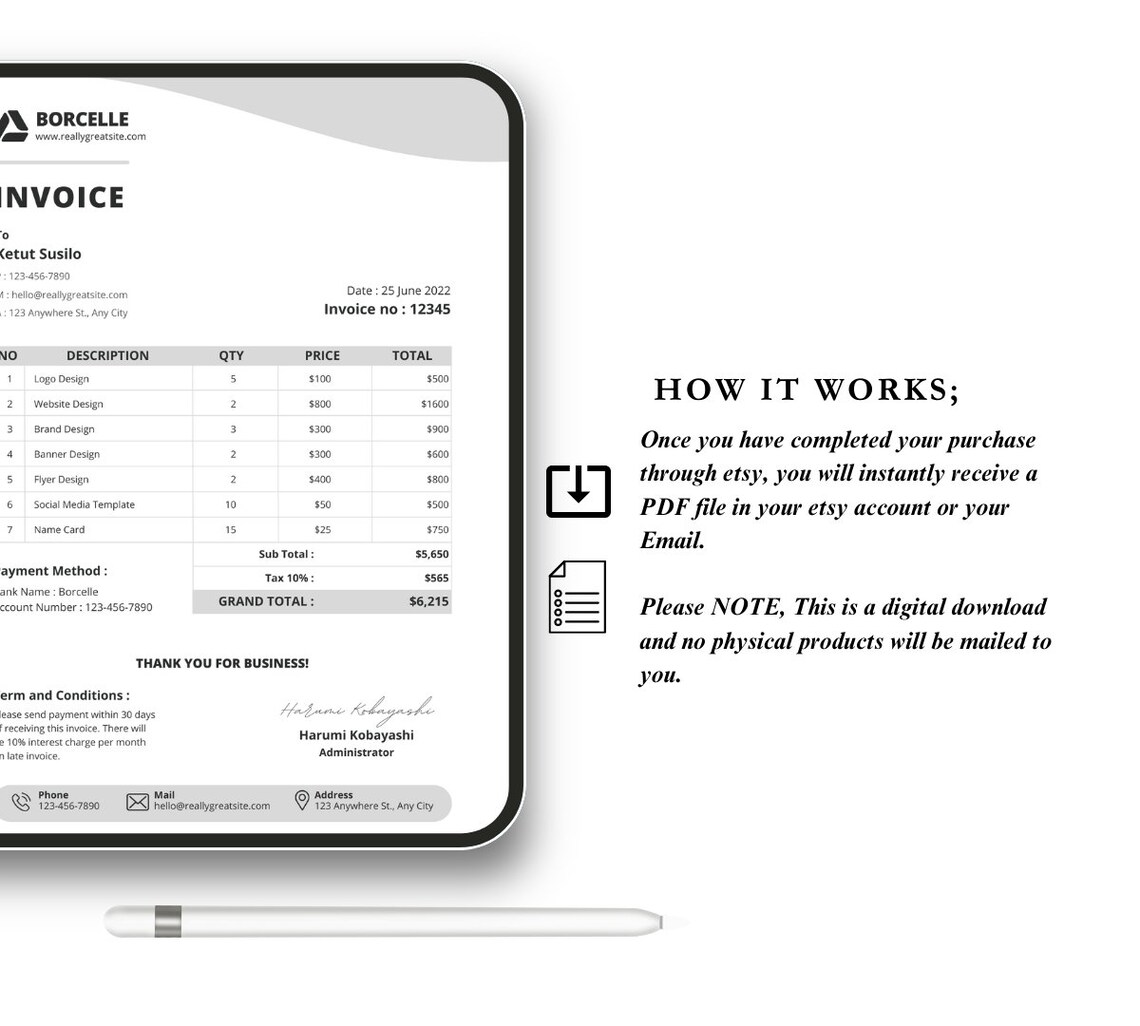 Modern Minimal Invoice Template, Clean Business Invoice Design ...
