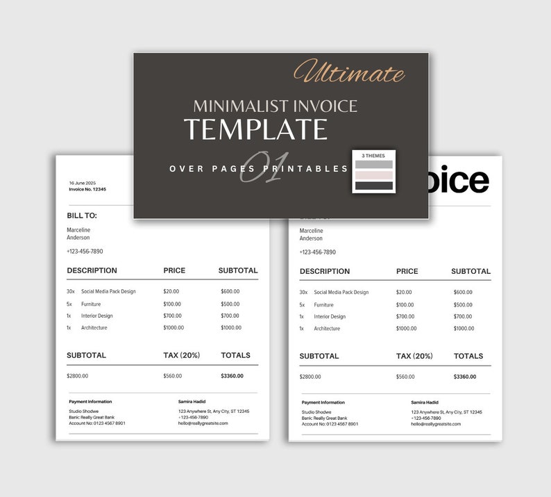 Minimalist Invoice Template, Professional Bill Format, Business Receipt ...
