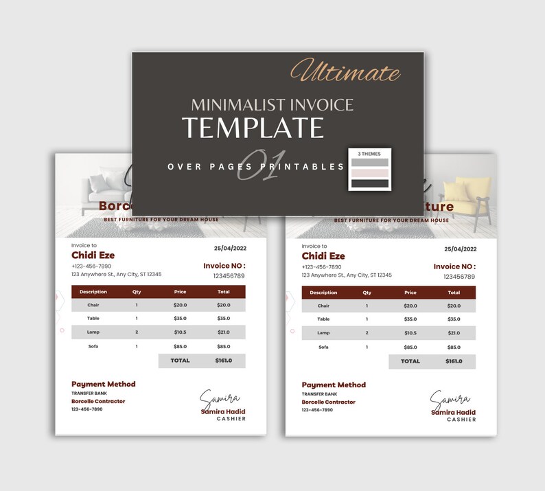Clean Invoice Template for Small Business, Modern Minimal Design ...