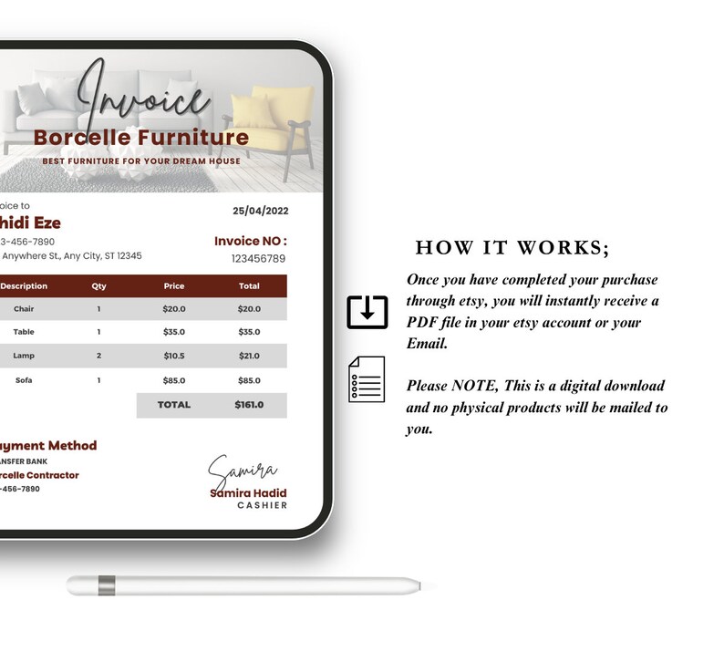 Clean Invoice Template for Small Business, Modern Minimal Design ...