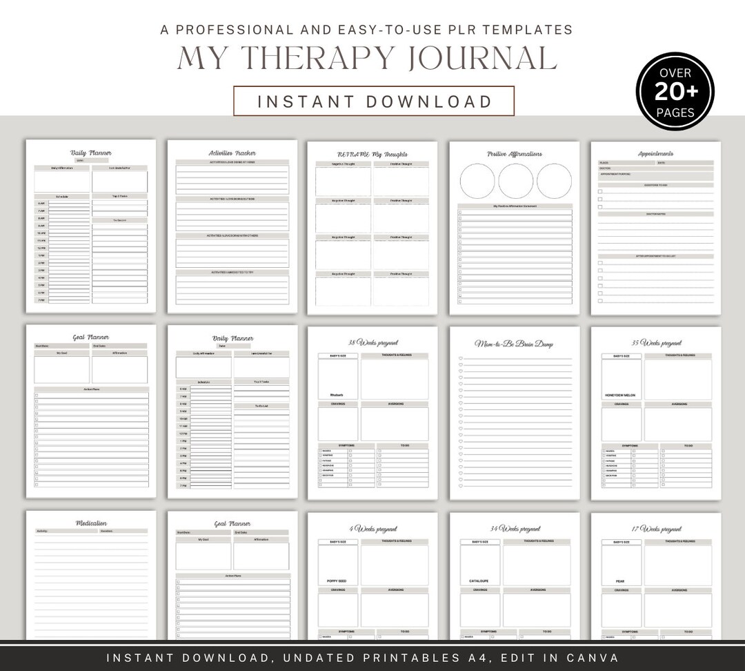 My Therapy Journal, Mental Health Diary, Self-care Notebook ...