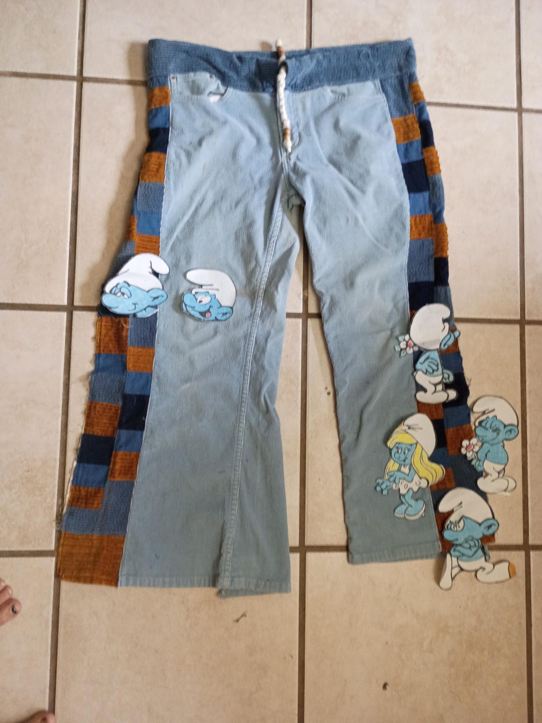 Corduroy Patchwork Smurfs Festival Pants - Etsy