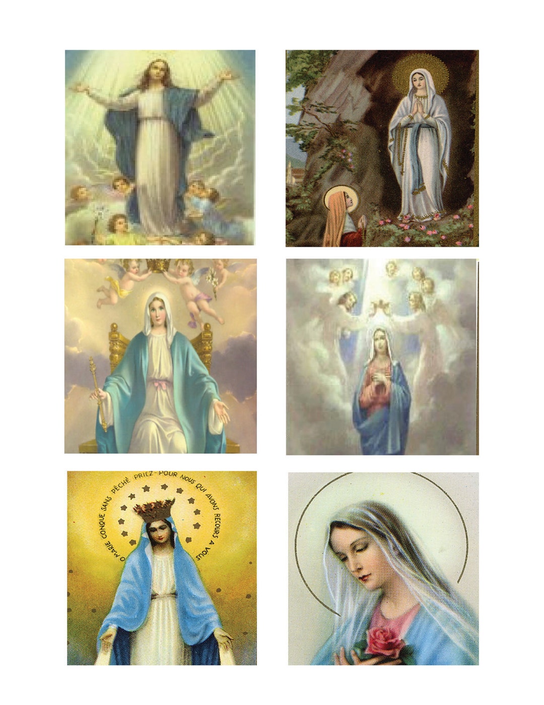 Digital Mother Mary Holy Cards ALMOST FREE 3" Square One Dozen From ...