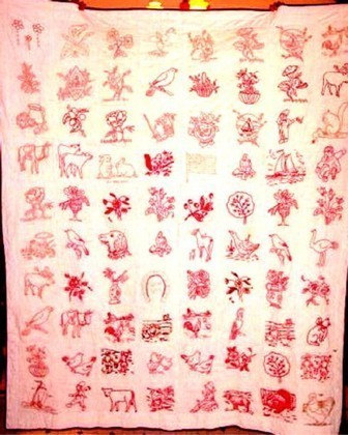 95cent SALE, Vintage Redwork Patterns, COMMUNITY Quilt, Hand Embroidery ...