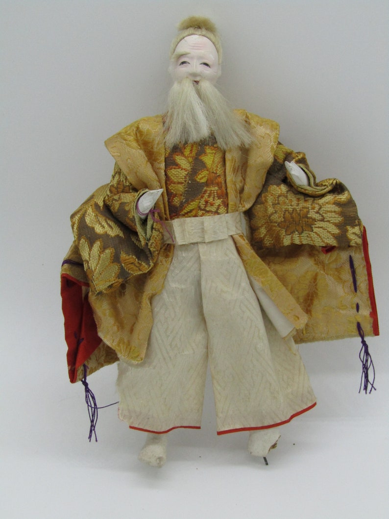 Antique Japanese Ningyo Doll Man With White Beard Puppet Asian - Etsy