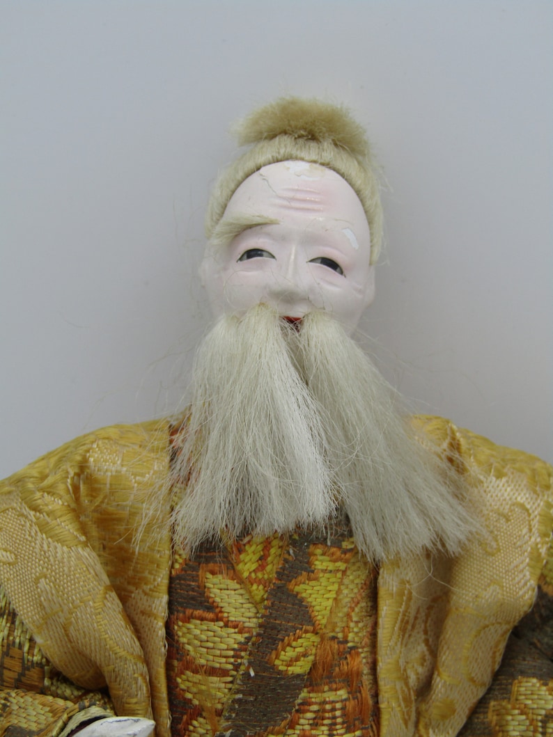 Antique Japanese Ningyo Doll Man With White Beard Puppet Asian - Etsy
