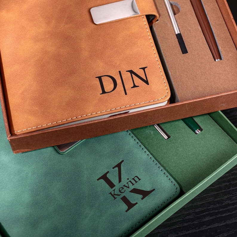 Custom Engraved Notebook With Pen, Leather Notebook Set, End of Year ...