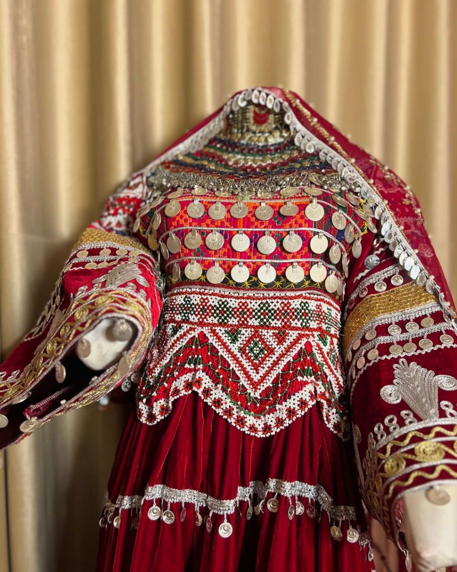 Red Afghan Long Tail Nikkah Dress and Waistcoat for Couple - Etsy