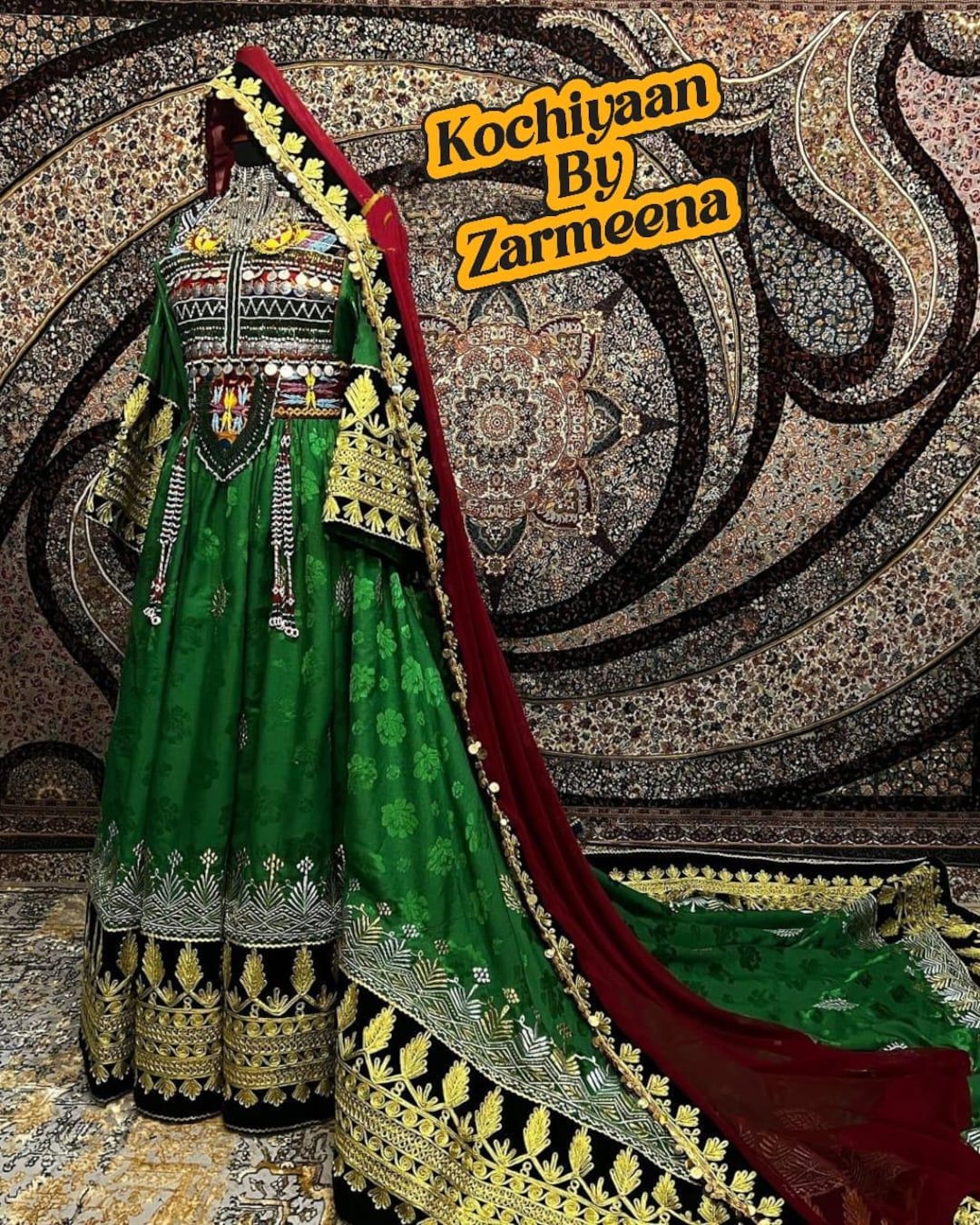 Green Long Tail Afghan Bridal Nikkah Dress for Women - Etsy