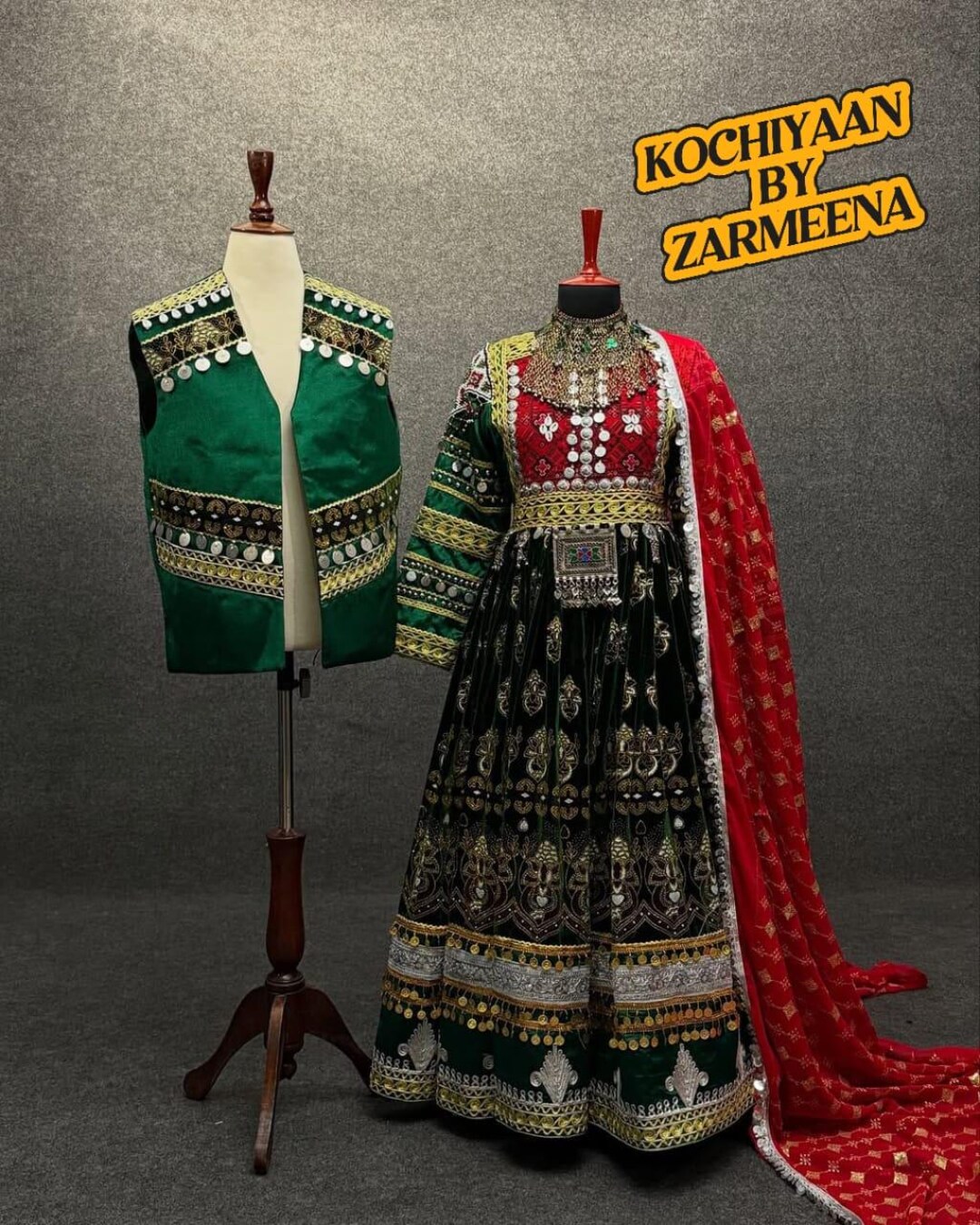 Afghani Long Green Wasket and Dress for Wedding Couple - Etsy