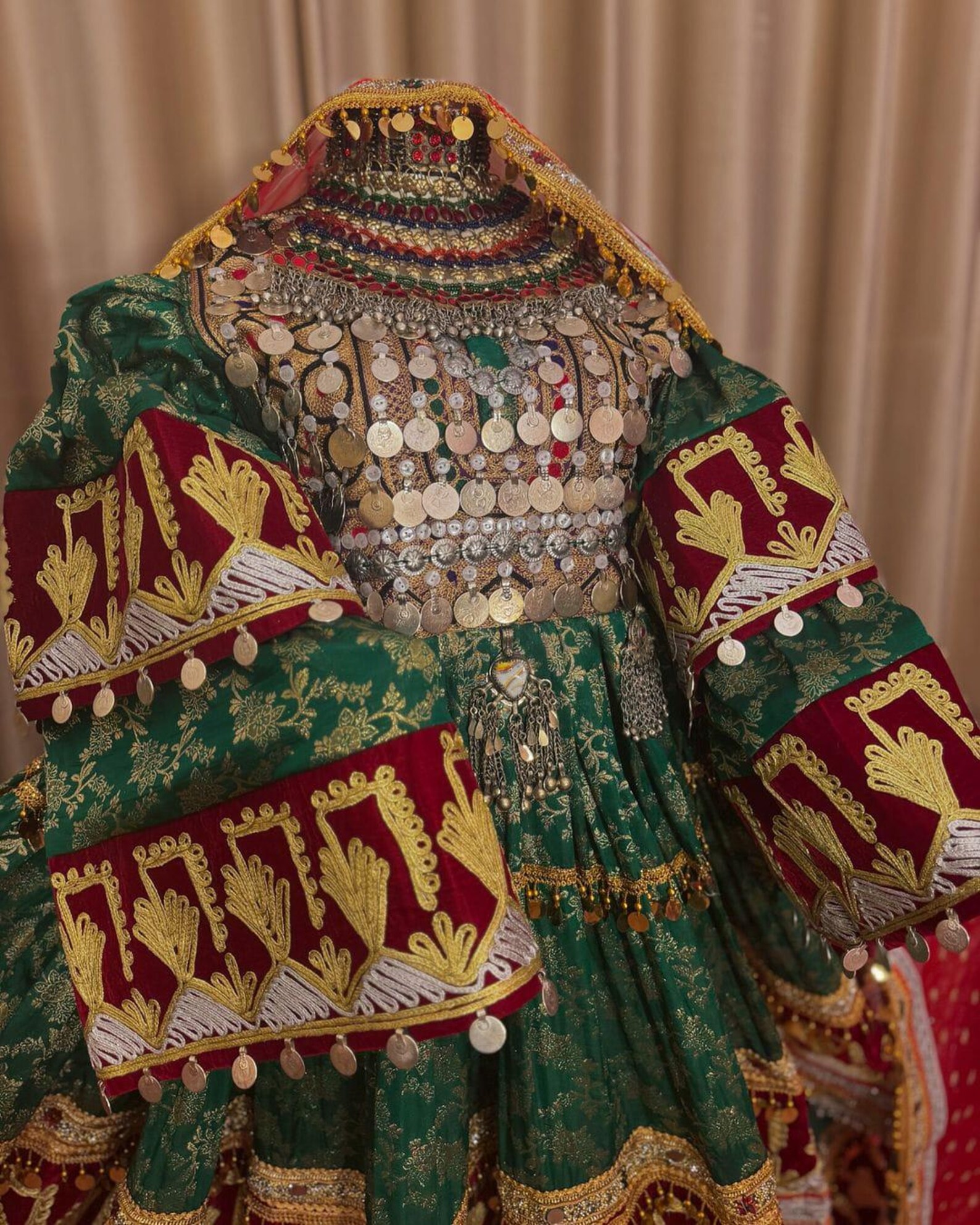 Green and Red Afghan Kochi Nikkah Couple Dress and Wasket for Wedding ...
