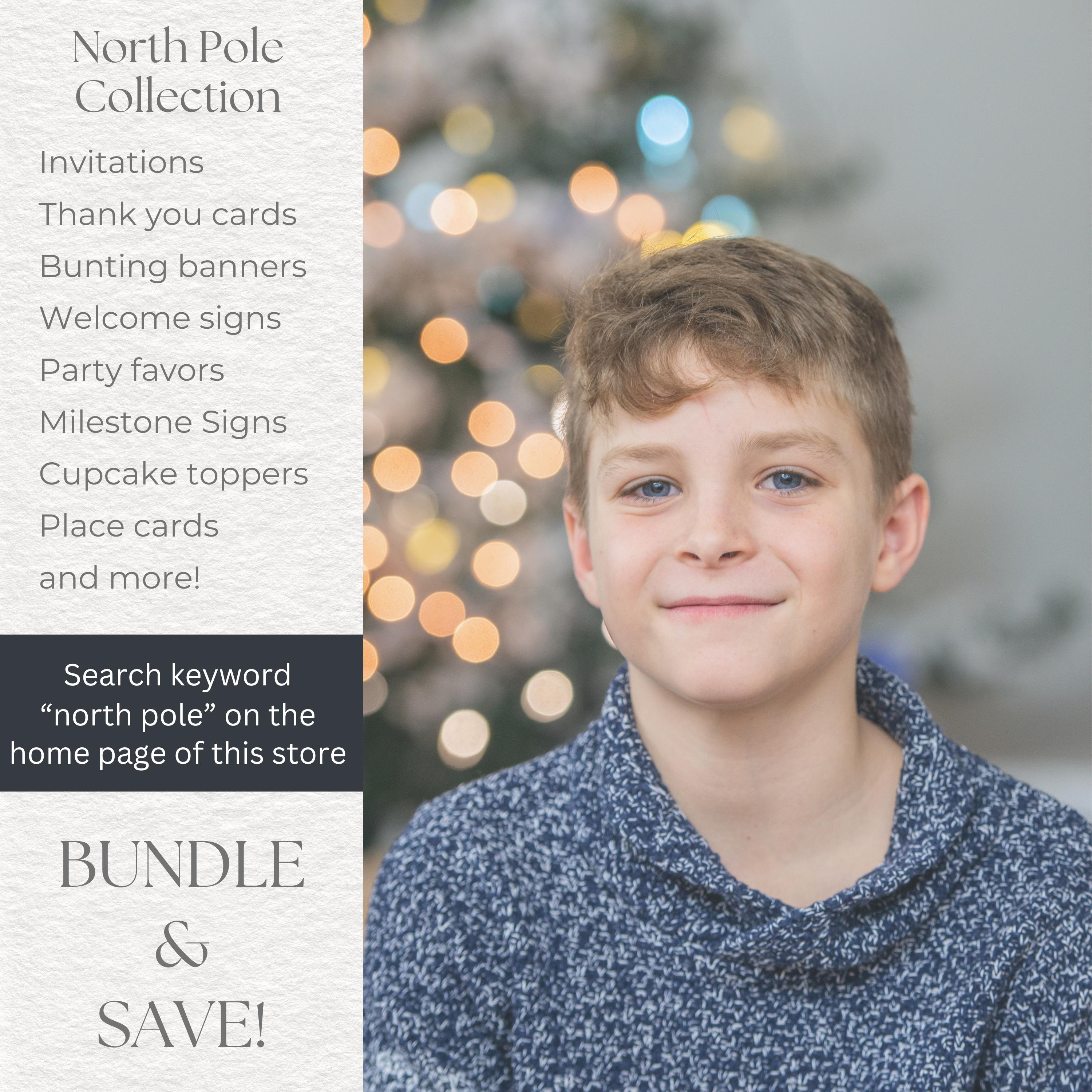 North Pole Custom Sign Template, Blank Table Sign, Christmas Birthday ...