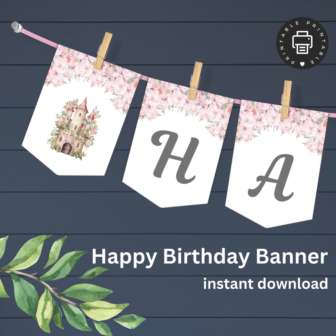 Princess Bunting Banner, Instant Download, Bunting Banner Printable ...