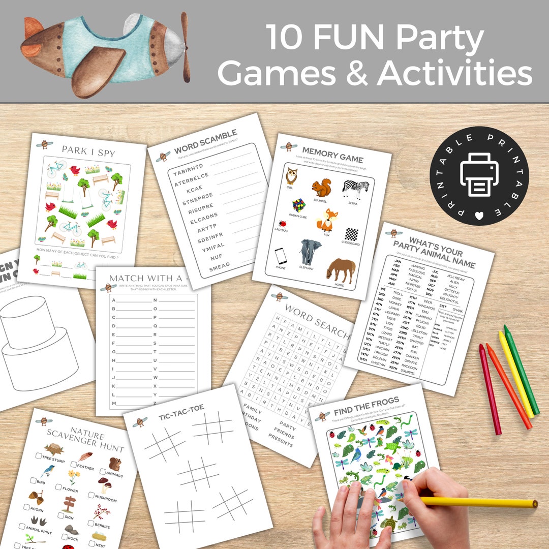 Aviator Birthday Games Printable Bundle, Airplane Party Games, Instant ...