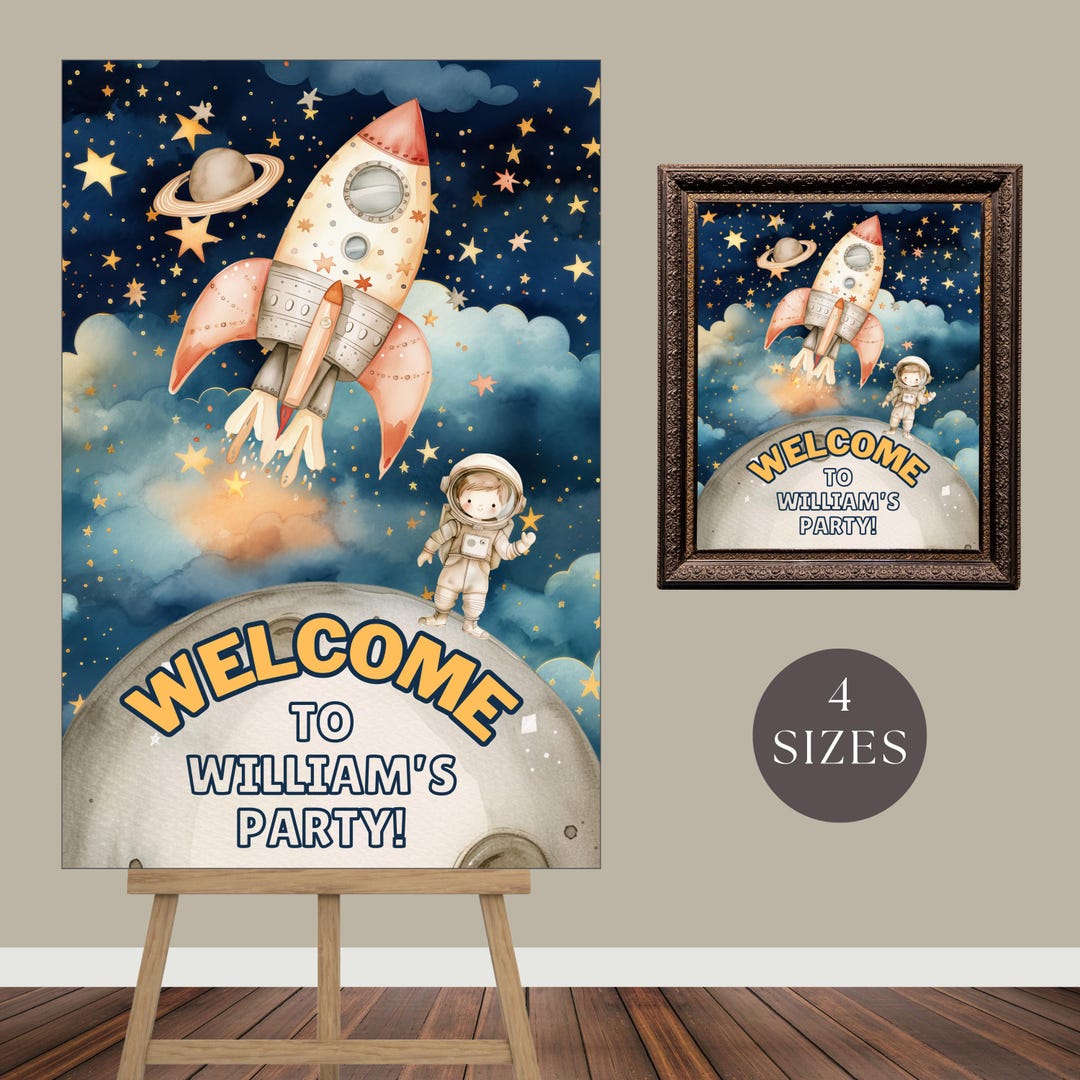 Outer Space Birthday Welcome Sign Editable, Astronaut Birthday Template ...