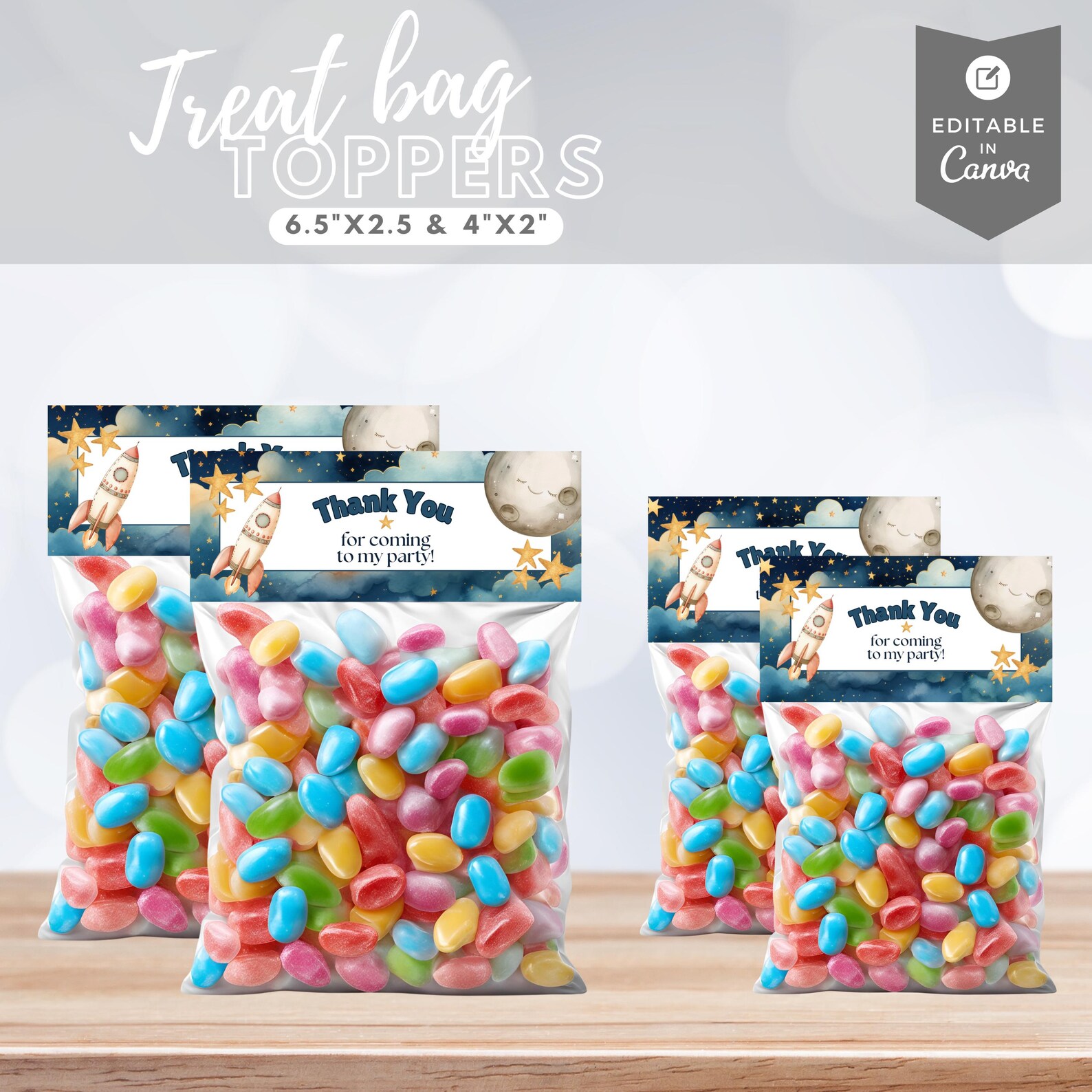Outer Space Treat Bag Toppers, Candy Bag Favors, Astronaut Party, Stars ...