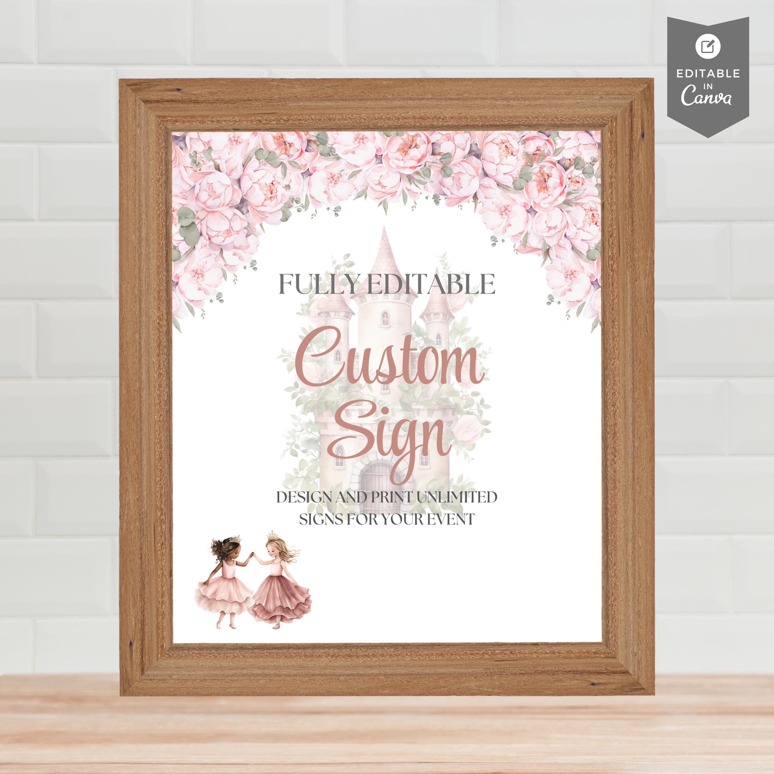Princess Custom Sign Template, Blank Table Sign, Instant Download ...