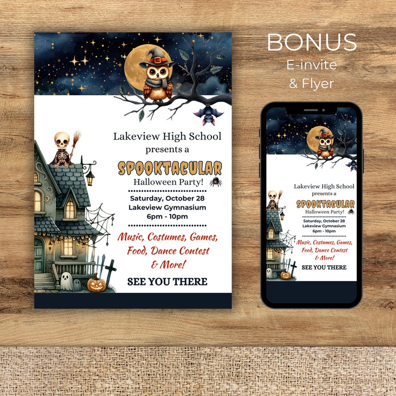 Haunted House Party Invitation Template, Halloween Event Flyer ...