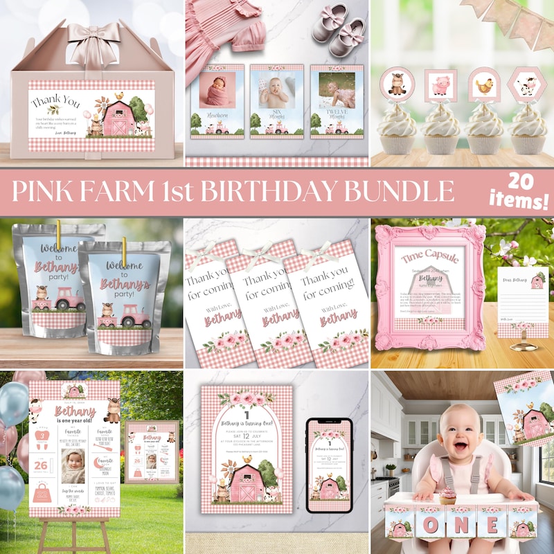 Pink Farm Birthday - Etsy