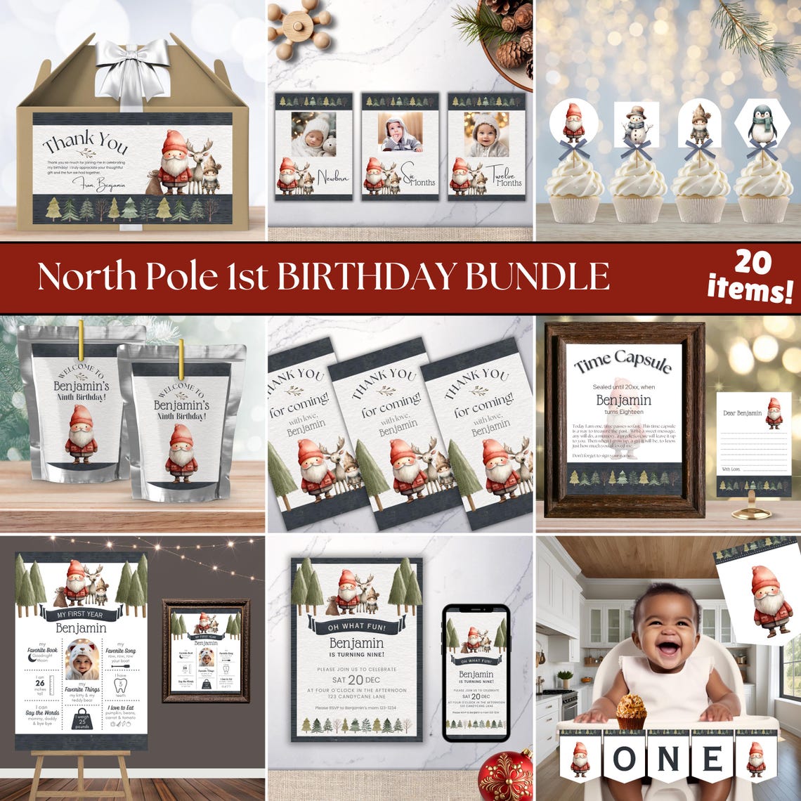 North Pole Custom Sign Template, Blank Table Sign, Christmas Birthday ...