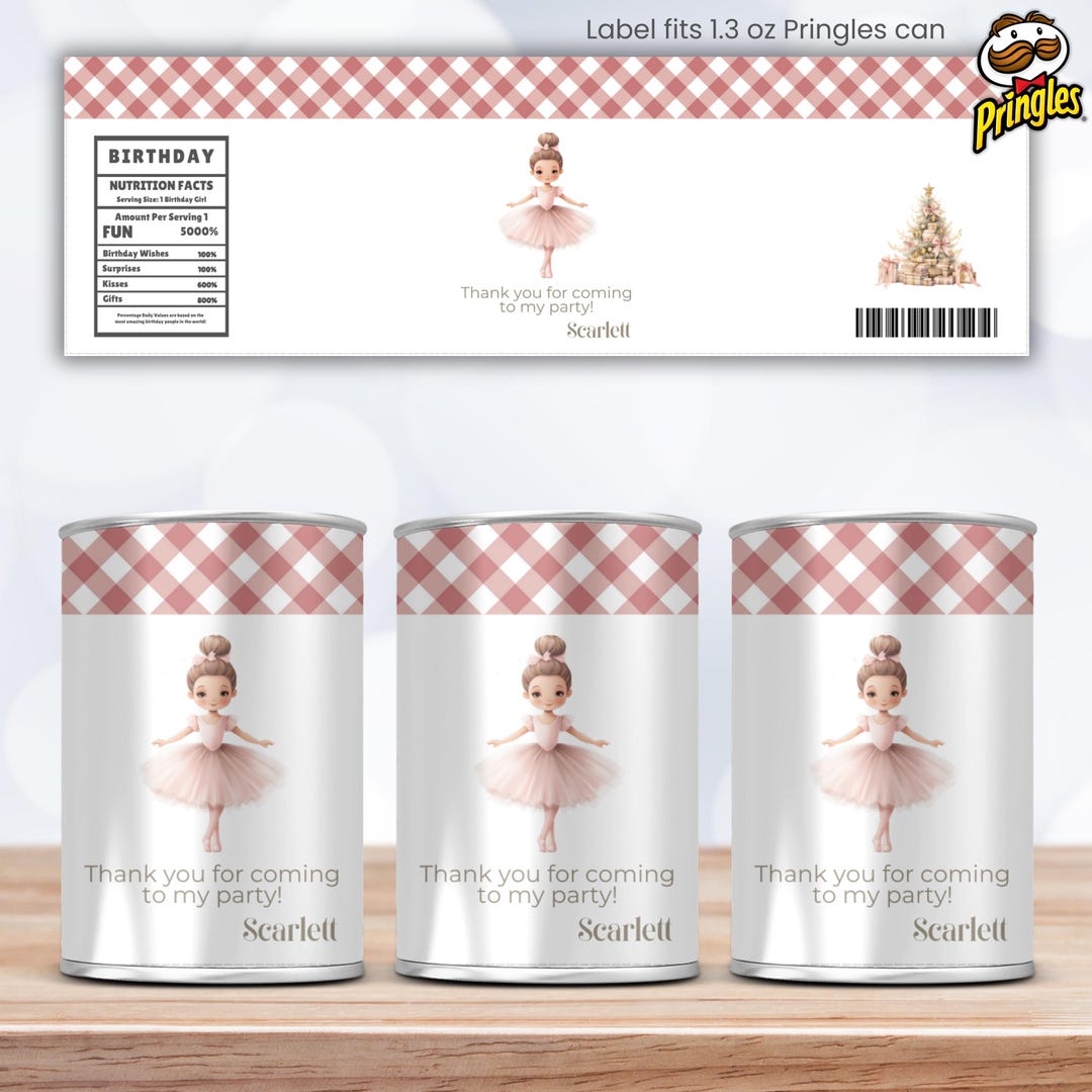 Nutcracker Ballet Pringles Can Label Template, Girl Party Favors, Chips ...