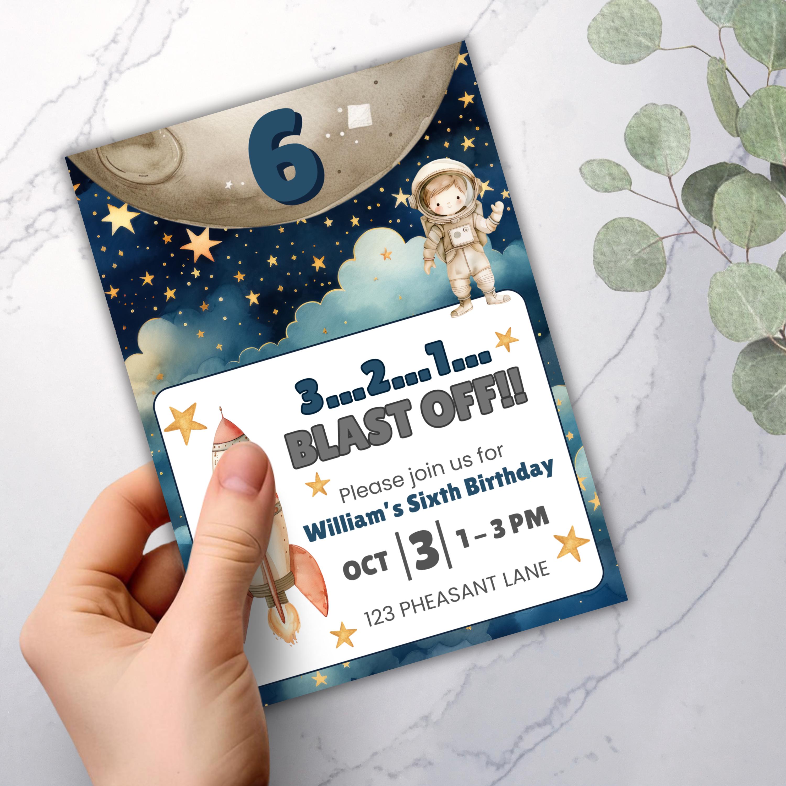 Outer Space Birthday Invitation Template, Boy Birthday, Astronaut Party ...