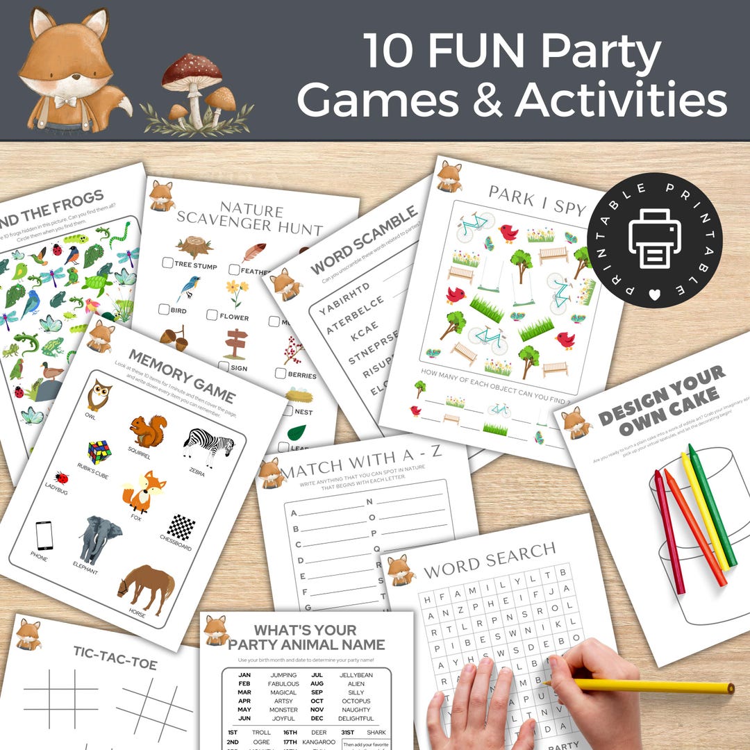 Woodland Animals Birthday Games Printable Bundle, Forest Creatures ...