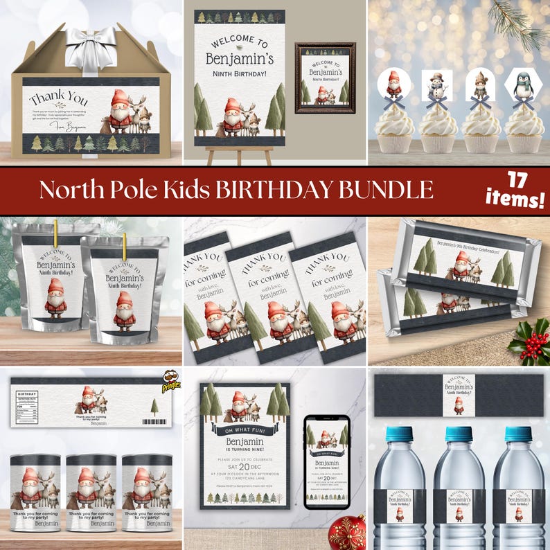 North Pole Birthday Tent Cards, Printable Buffet Cards, Place Cards ...