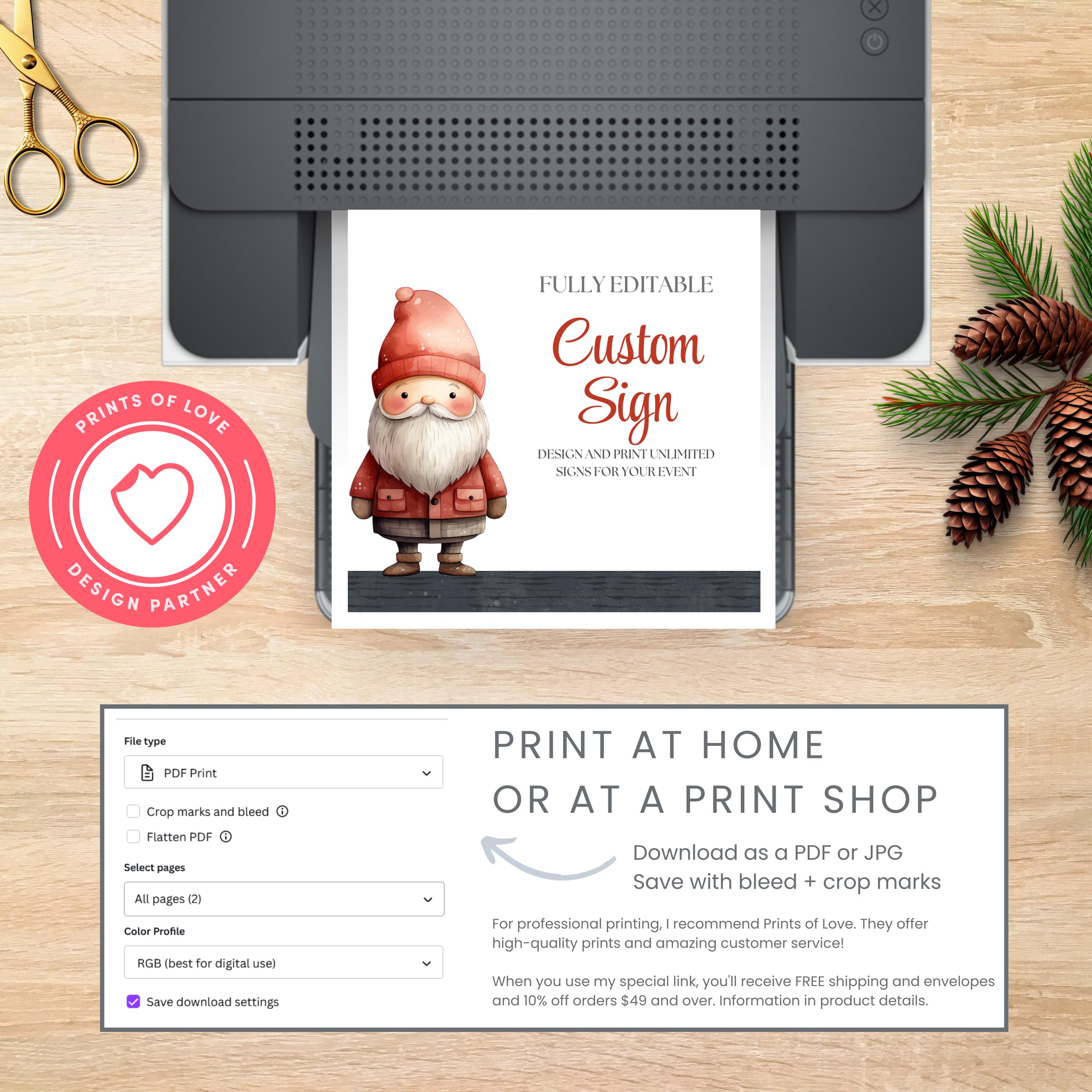 North Pole Custom Sign Template, Blank Table Sign, Christmas Birthday ...