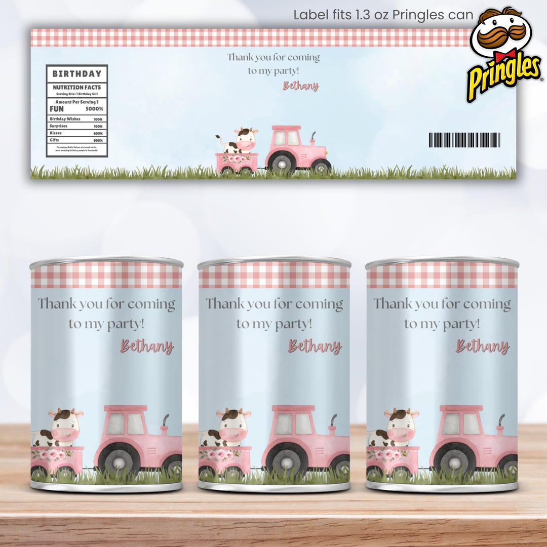 Pink Farm Pringles Can Label Template, Girl Party Favors, Chips Label ...