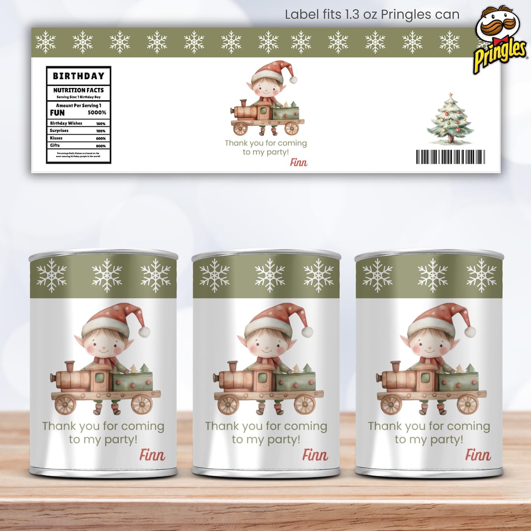 Santa's Workshop Pringles Can Label Template, Christmas Party Favors ...