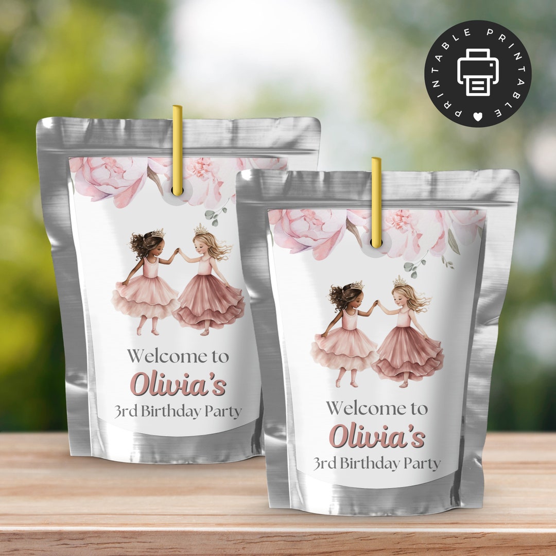 Princess Juice Pouch Label Template, Capri Sun Labels, Girls Birthday ...