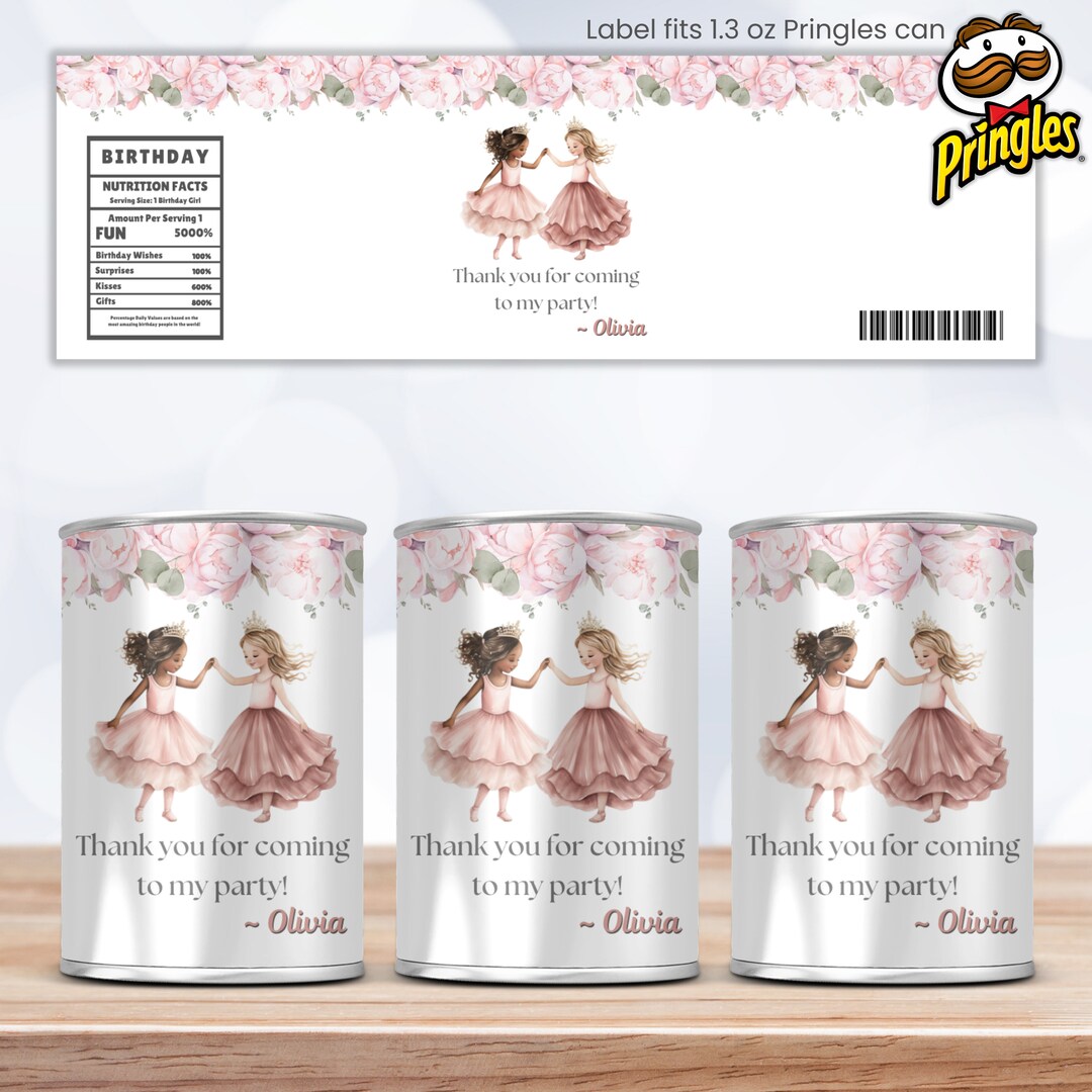 Princess Pringles Can Label Template, Girl Party Favors, Chips Label ...