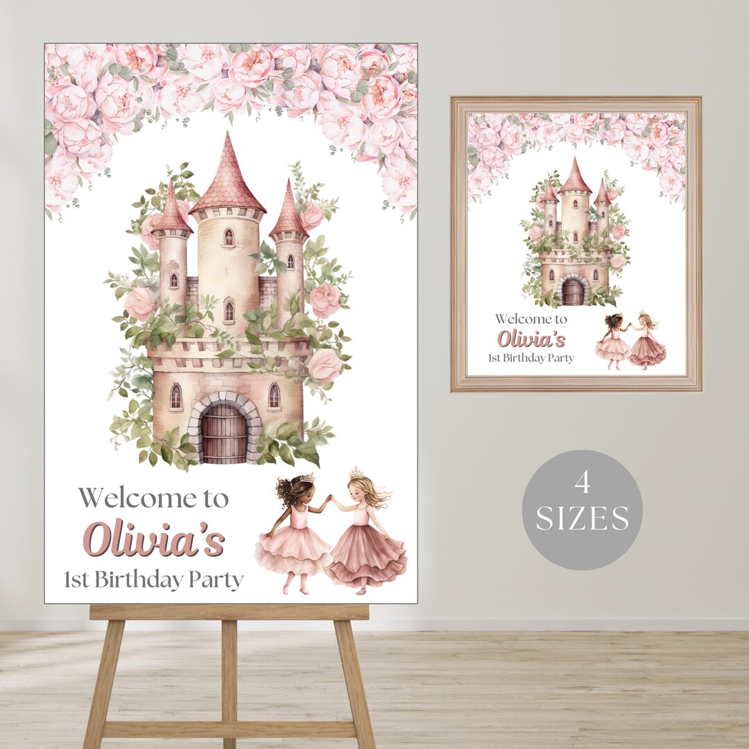 Princess Birthday Welcome Sign Editable, Princess Birthday Template ...