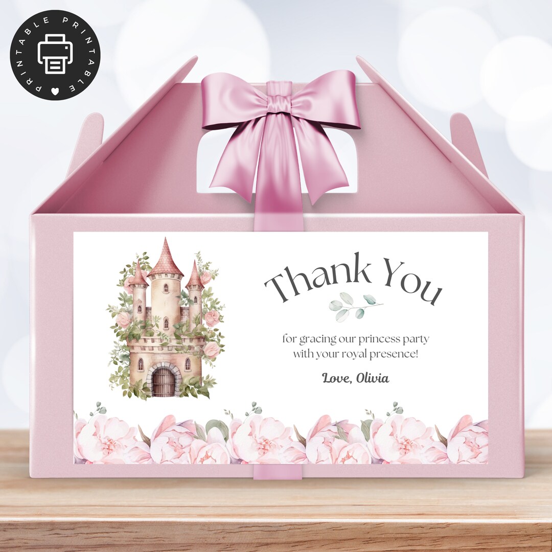 Princess Gable Box Labels, Gable Gift Box Stickers, Printable Girls ...