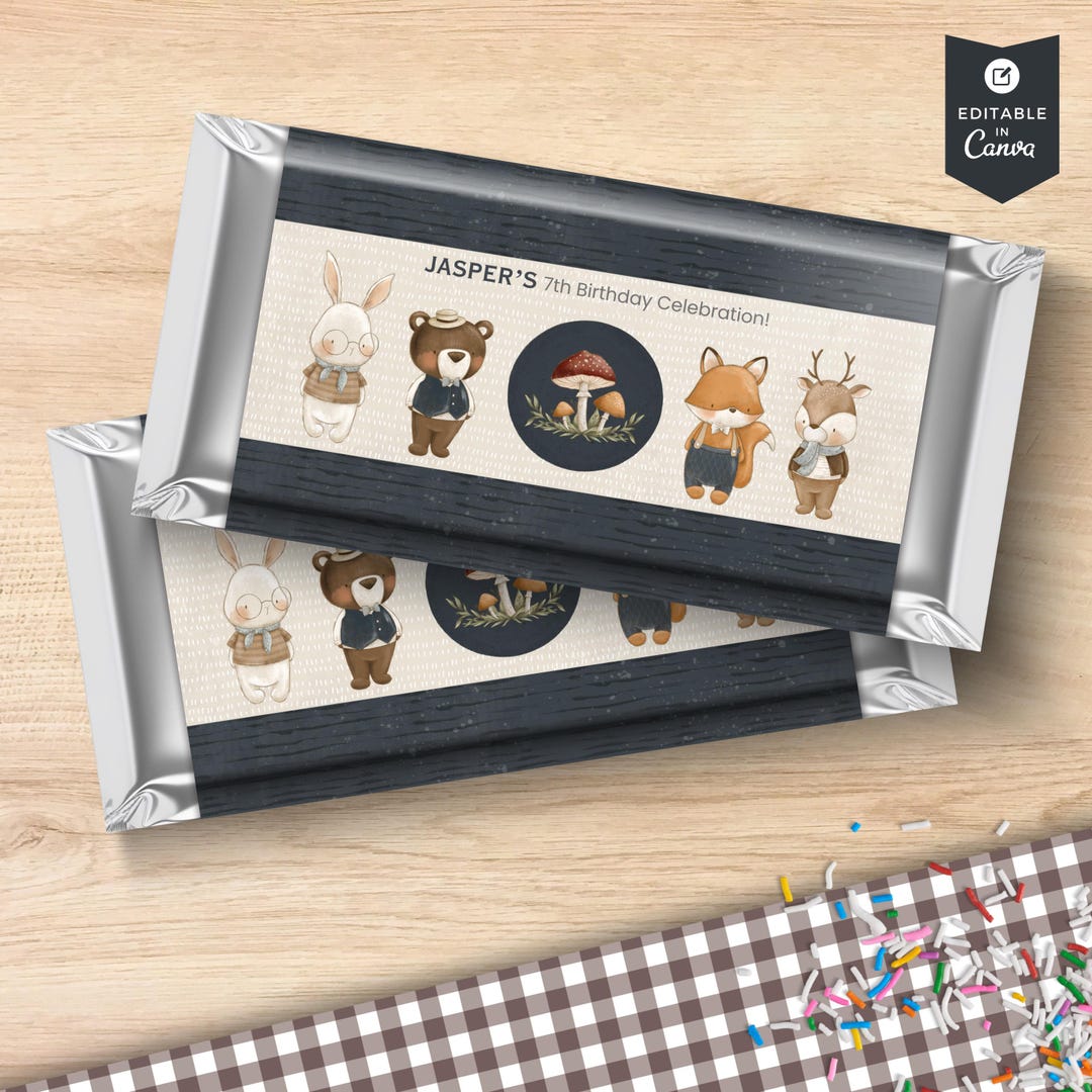 Woodland Animals Chocolate Bar Wrapper Template, Candy Bar Wrapper ...