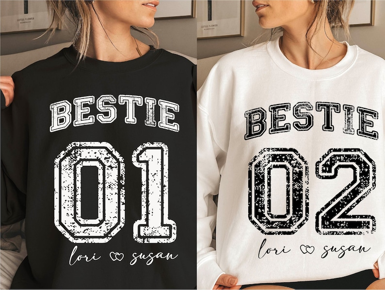 Personalized Bestie Sweatshirt Set – Matching Friend Gift - Etsy