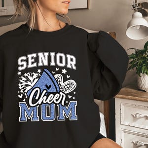 Senior Cheer Mom Blue Hoodie and Sweatshirt,faux Glitter Cheerleader ...