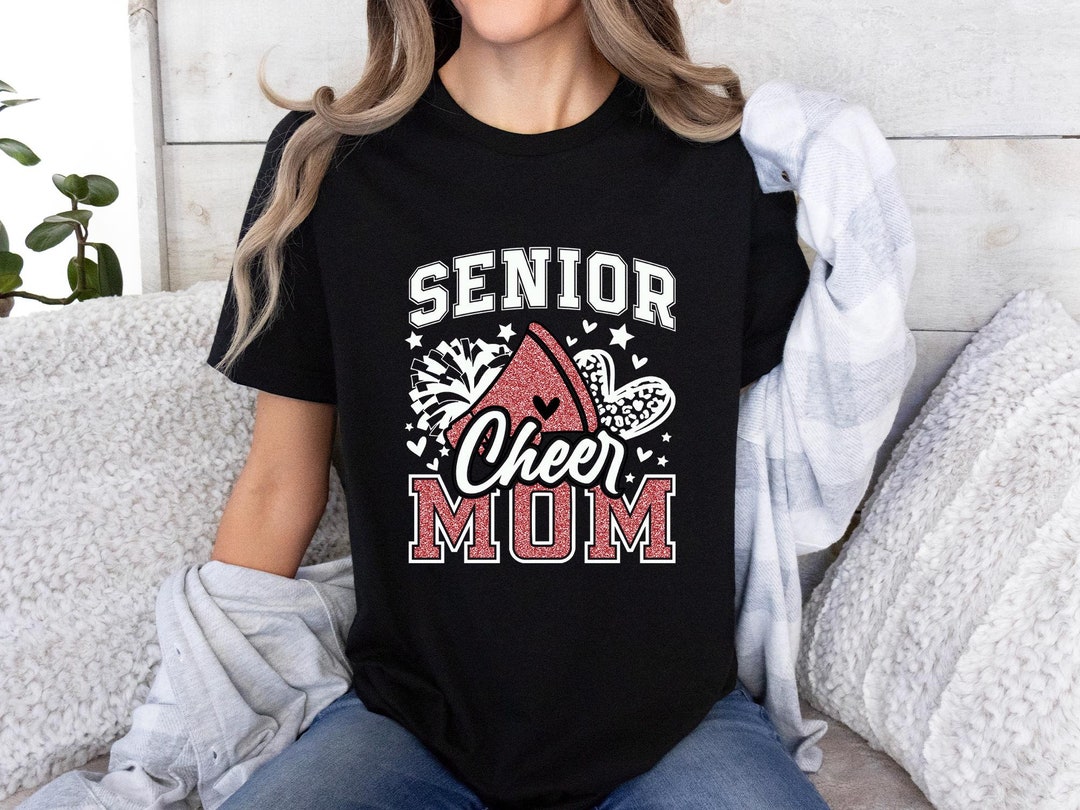 Senior Red Cheer Mom Era Shirt,faux Glitter Senior Cheer Mom T-shirt ...